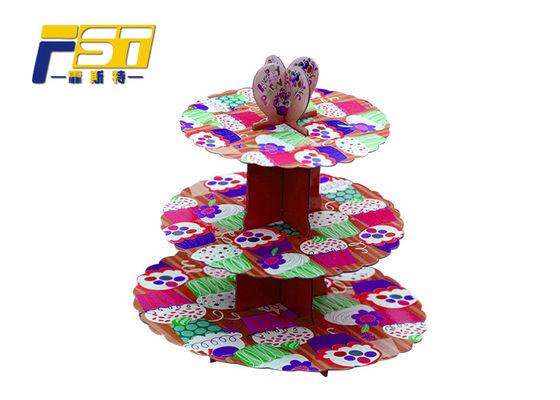 Eco - Friendly Cardboard Cupcake Tower Stand 3 Layers CMYK Printing ...